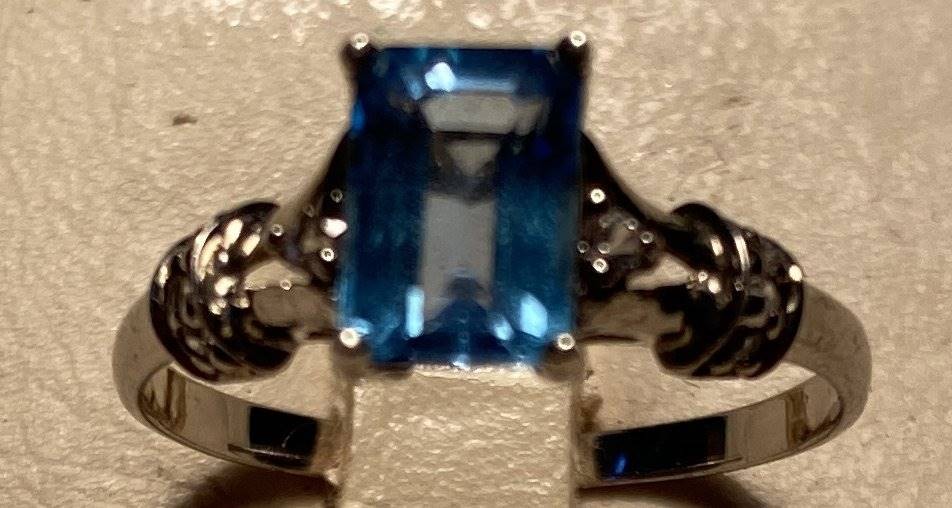 338.Varia-Versteigerung | schmaler Mädchenring mit blauen Stein, Silber-925-, RG 55 ...