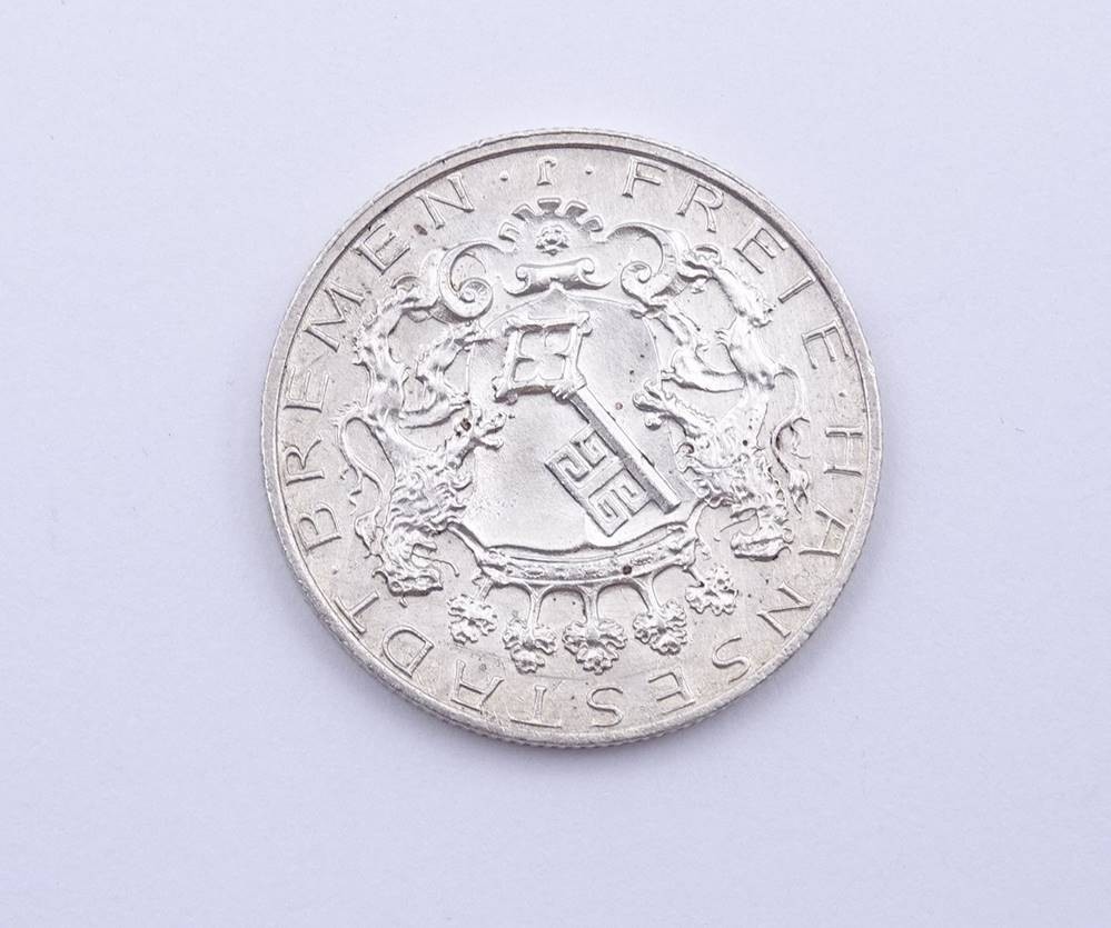 | Zwei Mark 1904 Freie Hansestadt Bremen J, Deutsches Reich, 11,08g., D ...