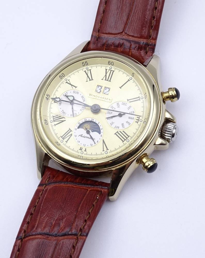 | Herren Armbanduhr "Windgassen", Automatikwerk, Werk läuft, D. 39mm ...