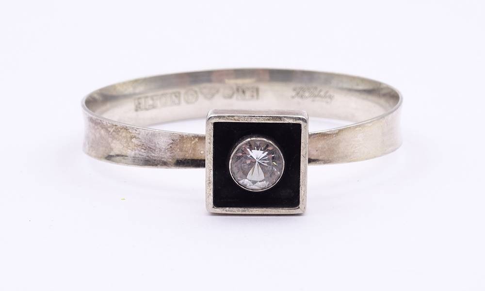 | Designer Armreif Alton KE Palmberg Schweden 1974 mit Bergkristall, 25 ...