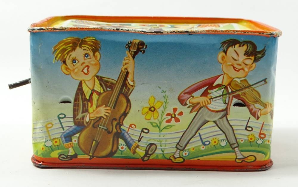 | Spieldose aus Blech, "Guten Abend, gute Nacht", 11 x 6,5 x 7,5 cm ...