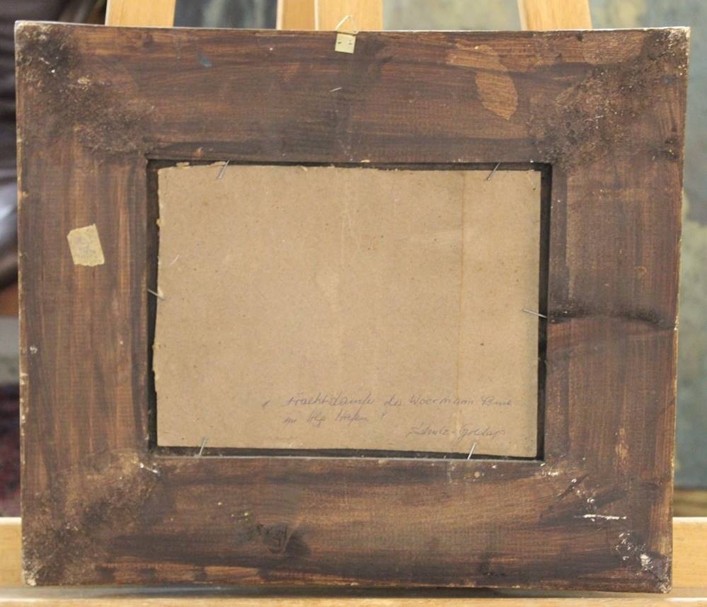 | Lothar SCHULZ-GOLDAP (1924), verso betitelt "Frachtdampfer der ...